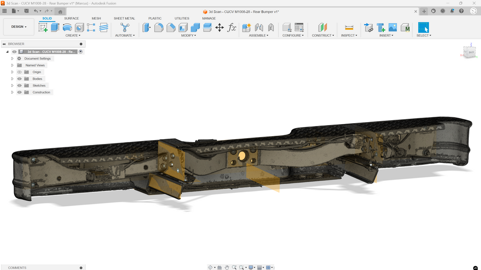 3d Scan - CUCV M1008/28 - Rear Bumper – Diversified Design and Fabrication