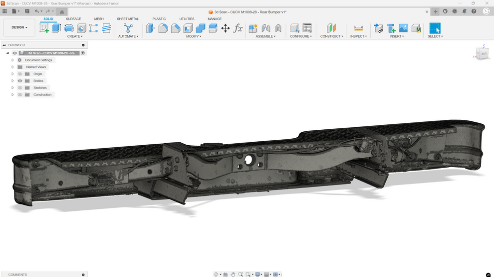 3d Scan - CUCV M1008/28 - Rear Bumper – Diversified Design and Fabrication
