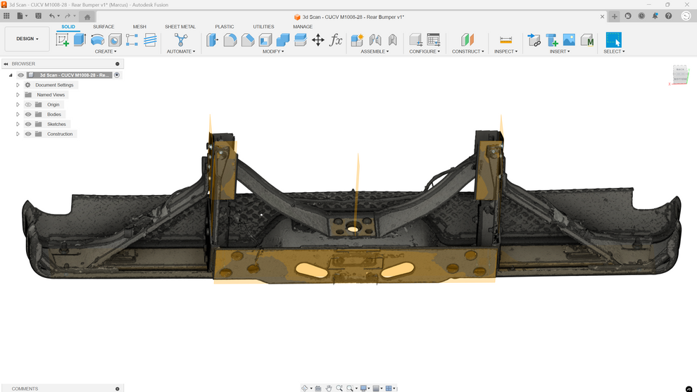 3d Scan - CUCV M1008/28 - Rear Bumper – Diversified Design and Fabrication